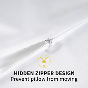 ZIMASILK 100% Pure Mulberry Silk Pillowcase for Hair and Skin Health,Soft and Smooth,Both Sides Premium Grade 6A Silk,600 Thread Count,with Hidden Zipper,1pc(Standard 20''x26'',White)