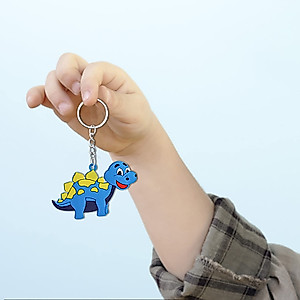 Ynaize 12Pcs Cute Dinosaur Keyring Keychain Pendant for Kids Party Bag Filler Backpack Decor Hanging Ornament Dinosaur Party Supplies Favors Christmas Gifts