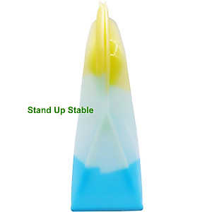 FUSMYE 2 Pack Extra Large Pure Silicone Food Storage Bags, 68oz, Stand Up Reusable Food Storage Containers, Ideal for Kitchen Camping, Microwave Freezer Dishwasher Safe, Leak-free