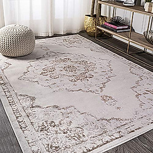JONATHAN Y MDP400A-3 Alhambra Ornate Medallion Modern Indoor Area-Rug Vintage Bohemian Easy-Cleaning Bedroom Kitchen Living Room Non Shedding, 3 ft x 5 ft, Cream/Red