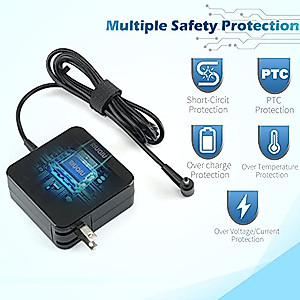 65W Laptop Charger Replacement for Asus Vivobook 15 Series X512 X512D X512DA X512JA X513EA X515 X515J X515EA X540 X540S X540SA X540L F512 F512JA F512DA F513 F513EA F515 AC Adapter Power Supply Cord