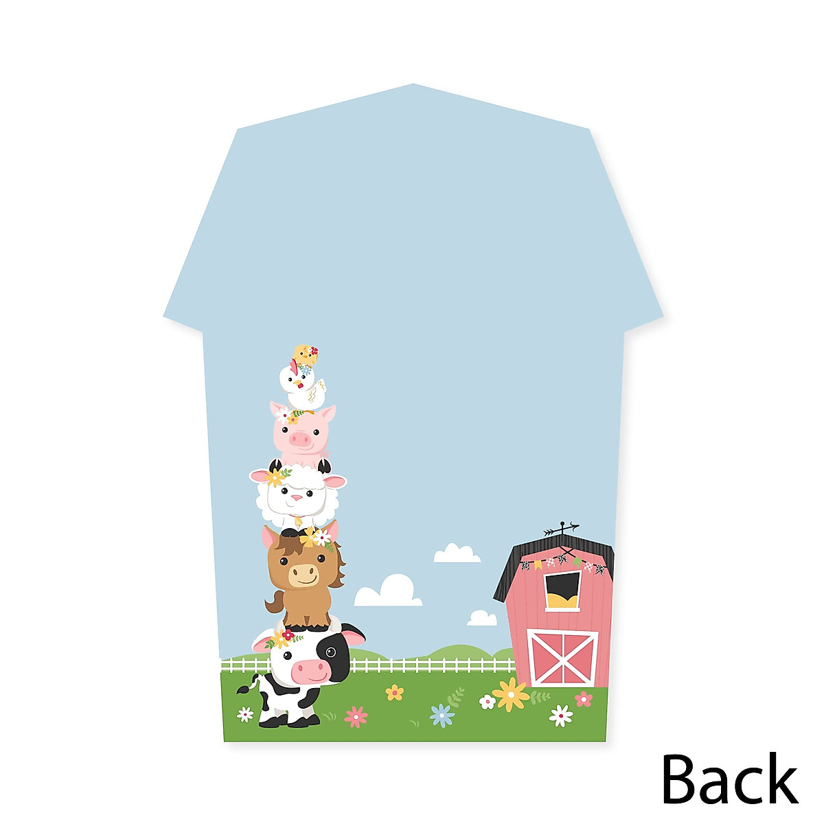 Big Dot of Happiness Girl Farm Animals - Shaped Thank You Cards - Pink Barnyard Baby Shower or Birthday Party Thank You Note Cards with Envelopes - Set of 12