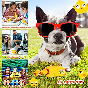 Honoson 50 Pcs Rubber Chickens Squeak Screaming Chicken Novelty Bulk Dog Toys for Pets Dogs Adults, 6.3 Inch(Yellow)