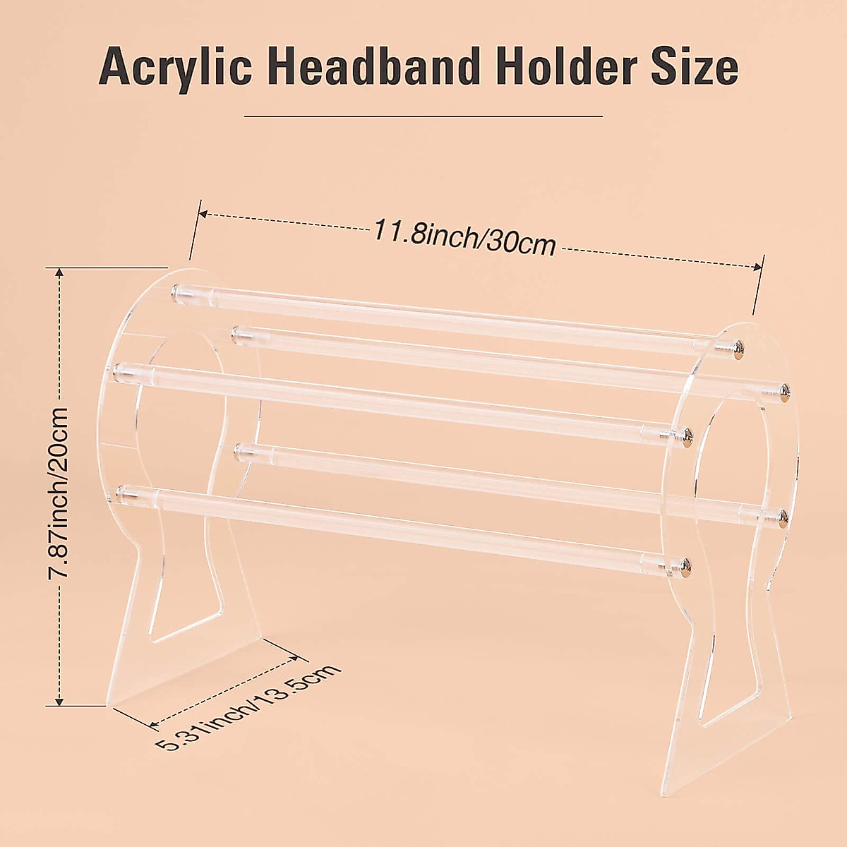 Suneerplay Headband Holder, Clear Headband Organizer, Acrylic Hair Hoop Display Stand, Hairband Rack Holder, Headband Storage Holder for Women and Girls