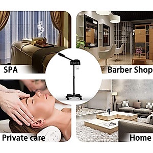 LCD Ozone Facial Steamer Professional for Clean Skin, Skin Care Use at Home, Beauty Salon, Spa with Hot Mist, Timer Function, Adjustable Height, Rolling Wheels - Black