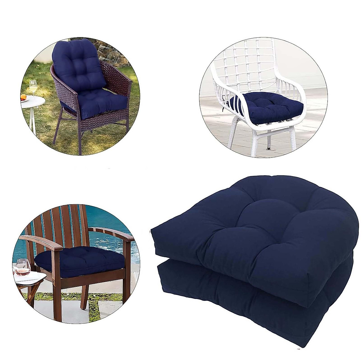 JhLwARes Outdoor Chair Cushions 19"x19"Waterproof U Square Tufted Patio Seat Cushion Thickened Wicker Chair Cushions for Patio Furniture Round Corner Garden Lounge Chair Overstuffed Mats,Orange