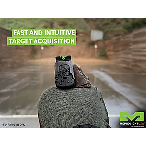 MEPRO FT Bullseye Rear, Fiber Optic and tritium Micro Micro red dot Night Sight Compatible with Glock 17 Glock 43x and More (Except MOS),Green