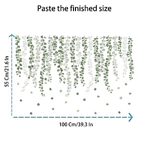 WAFT YEARN Vinyl Green Plants Leaves Hanging Vine Leaf Wall Decal Sticker Removable Wall Decor For Nursery School Classroom Bedroom Bathroom Boys Girls Room Playroom Office Green Peel And Stick Decals