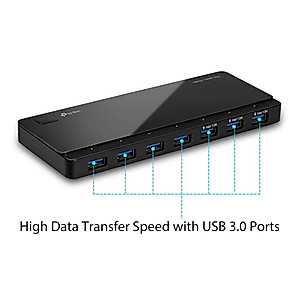 TP-Link [2nd Gen] TP-Link 7-Port USB 3.0 Ultra Slim Hub Including 3 BC 1.2 Charging Ports up to 5V / 1.5A. Compatible with Windows, Mac, Chrome & Linux OS, with Power On/Off Button (UH700)
