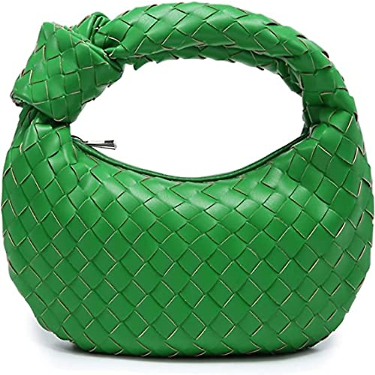 HDHTB Woven Handbag for Women Soft PU Leather Knoted Woven Shoulder Bag Fashion Designer Ladies Hobo Bag (green)