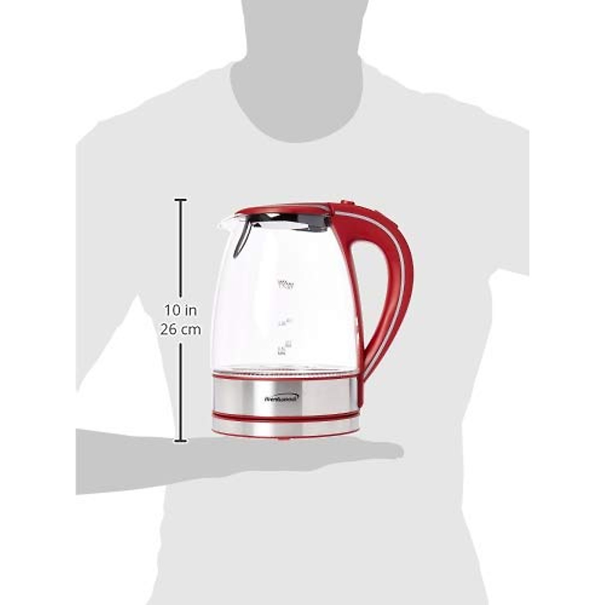 Brentwood Appliances KT-1900R Tempered Glass Tea Kettles, 1.7-Liter, Red