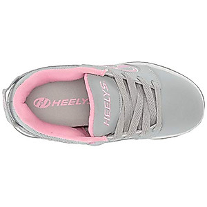 HEELYS Unisex-Child Voyager Tennis Shoe, Grey/Light Pink, 6 Big Kid