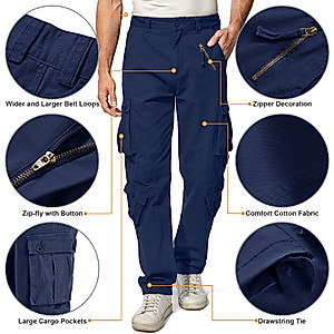 Men's BDU Casual Military Pants, Tactical Wild Army Combat ACU Rip Stop Camo Cargo Work Pants Trousers with 8 Pockets #7533 Navy Blue 30