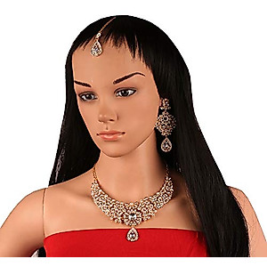 Touchstone NEW Indian Bollywood Charming Look Fine Filigree Sparkling Rhinestones Designer Jewelry Necklace Set In Gold Tone For Women.