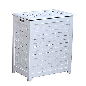 Oceanstar RHV0103W Rectangular Veneer Laundry Wood Hamper, White Finished