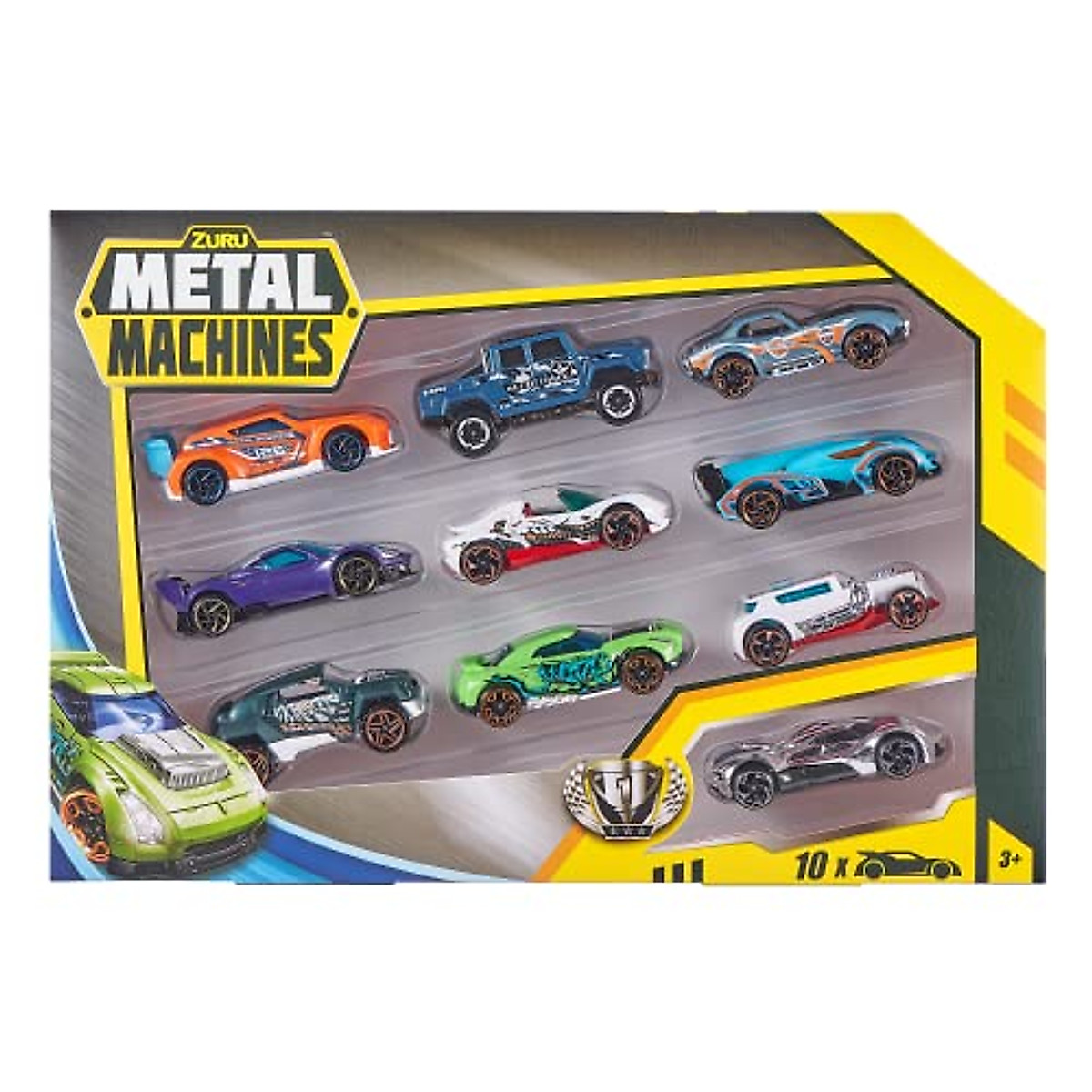 Metal Machines Mini Racing Car Toy Series 2 by ZURU (10 Pack) Collectible Mini Vehicle Toy Cars for Boys Kids Gift Set (Styles May Vary)