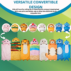 Nap Buddy Sleeping Bag for Kids, Convertible Sleeping Bag for Boys and Girls, Oeko TEX Certified, Travel Sleeper for Children, Axolotl