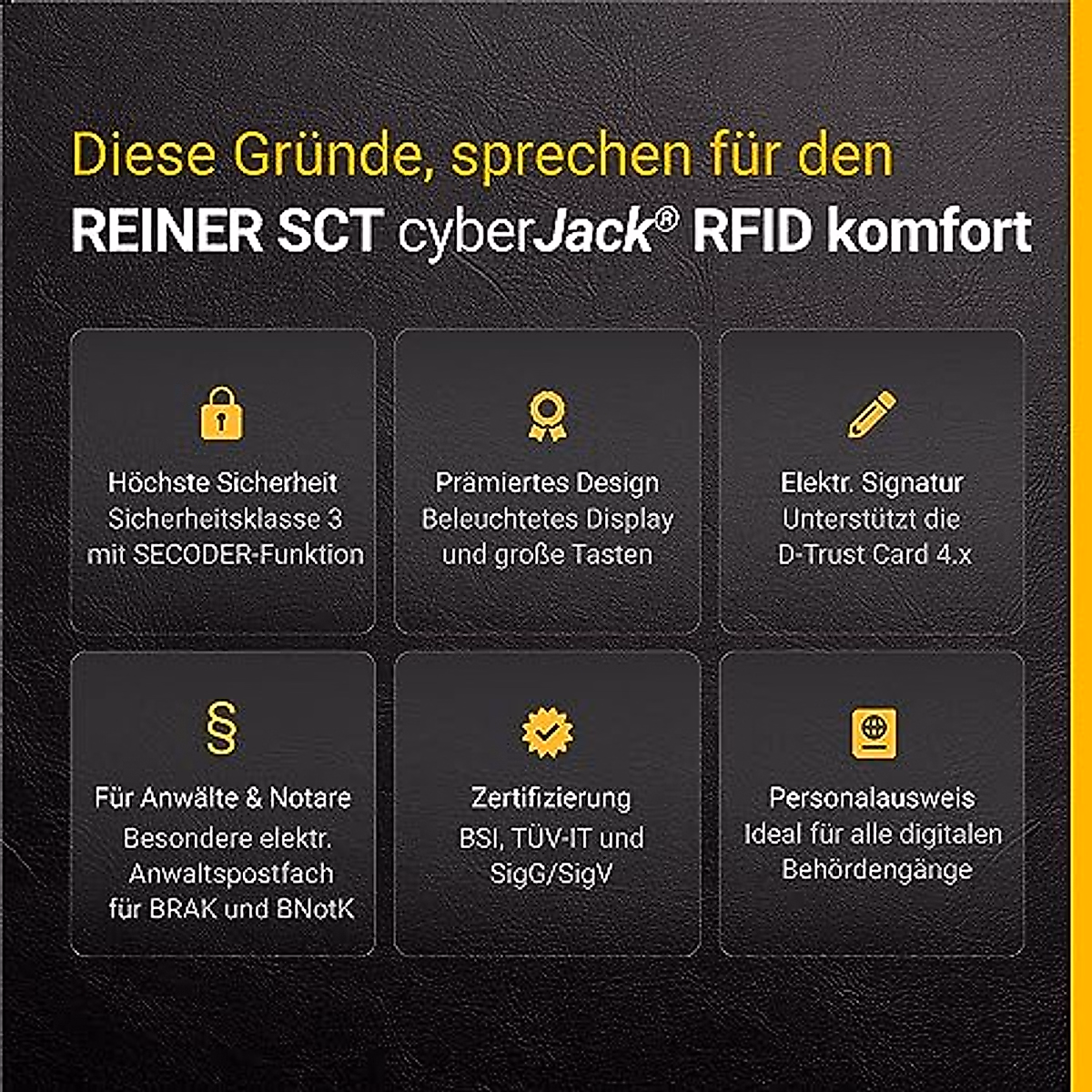 Reiner SCT cyberJack RFID Komfort Chipkartenlesergerät (USB 2.0) Schwarz