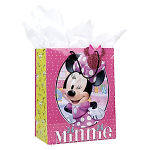 Hallmark 13" Large Gift Bag with Tissue Paper (Minnie Mouse) for Birthdays, Kids Parties or Any Occasion