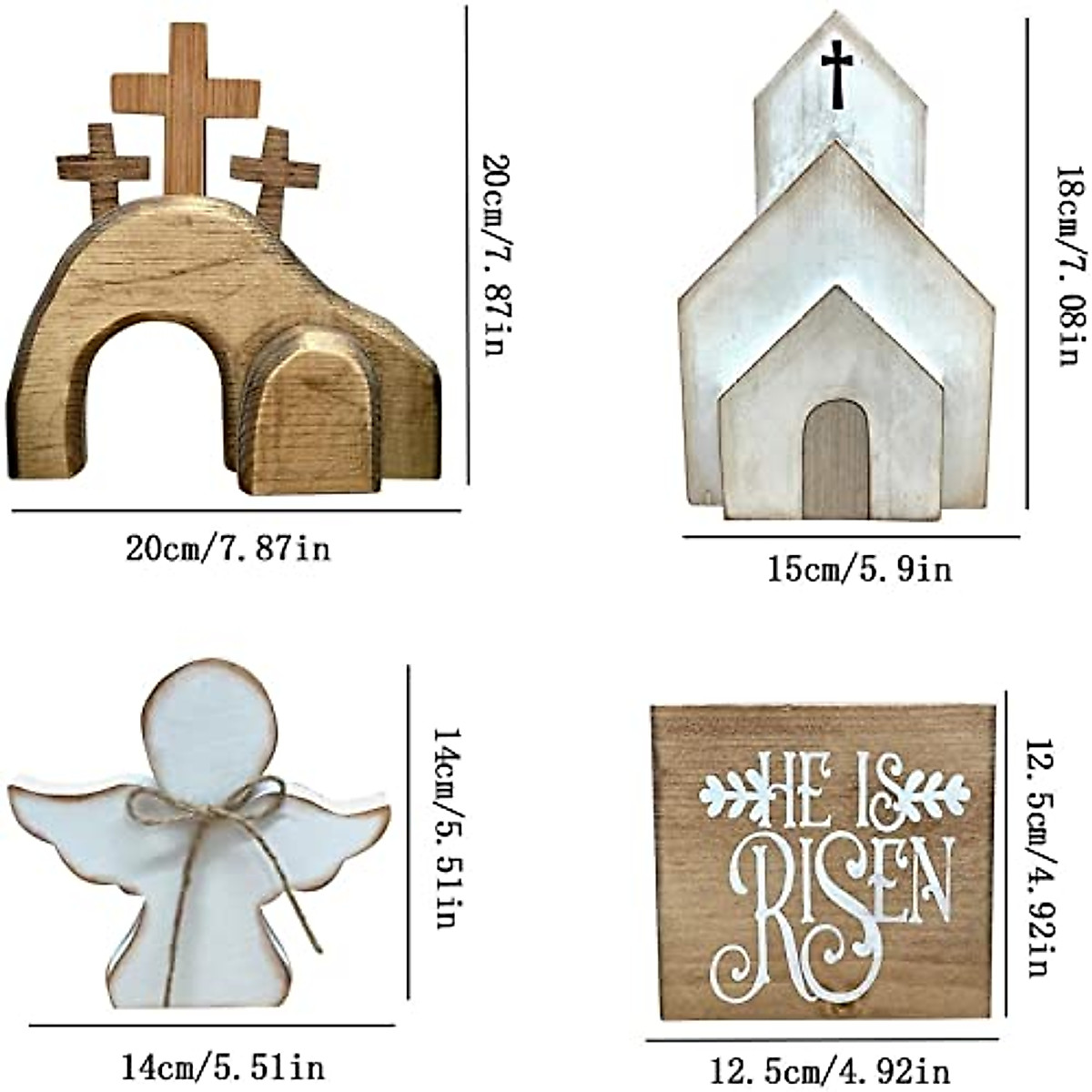 Easter 4Pcs Jesus Tomb-Easter Tray Bundle Kit Tiered Tray Decor, Rustic Tiered Tray, Wooden Easter Jesus Sign Tiered Tray Decorations