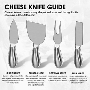 WoneNice Oval Cheese Board Set with Hidden Cutlery Drawer and 4 Stainless Steel Knife & 4 Cheese Forks, 16X13 inches Extra Spaces Serving Board, Gifts for Christmas, Birthday/Parties, Wedding/Annivers