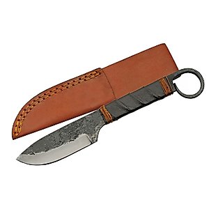Szco Supplies 9" Hand Forged Medieval Style Hunting Knife with Sheath,Black