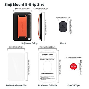 Sinjimoru Detachable Cell Phone Wallet, Wireless Charging Compatible Mobile Phone Grip Stand as iPhone Credit Card Holder for Back of Phone. Sinji Mount B-Grip Clementine