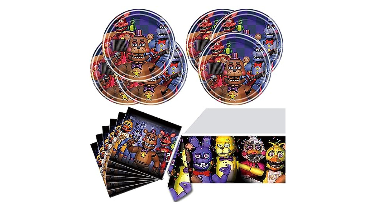 41pcs FNAF Birthday Party Supplies Plates Napkins Tablecloth