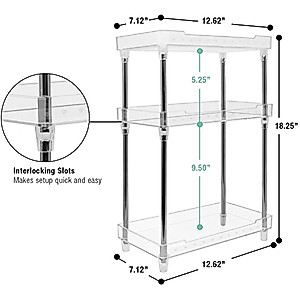 Sorbus 3-Tier Organizer Shelf Stand, Clear Storage Tray Caddy for Cosmetics, Bathroom/Kitchen Supplies,Toiletries, Counter, Vanity, Desk, Under Sink Organization