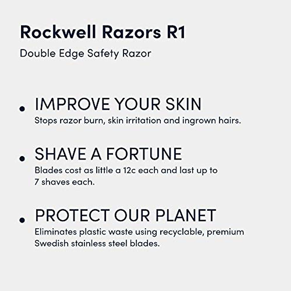 ROCKWELL RAZORS R1 Safety Razor in White Chrome Finish, Butterfly Open Mechanism with 5 Double Edge Blades