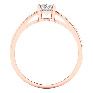 Clara Pucci 1.0 ct Oval Cut Solitaire Genuine Moissanite Wedding Bridal Designer Anniversary Engagement Ring in 14k Rose Gold for Women
