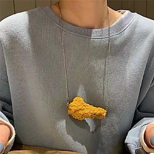 Simulation 3D Fried Chicken Pendant Y-Style Necklace Funny Vivid Food Chicken Legs Wings Necklace Resin Drumstick Creative Barbecue Shaped Jewelry for Women Party Jewelry-drumstick