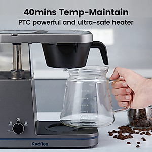 KOOFFEE Coffee Maker, One-button Brew, Essense-G 8 Cups 1.3L Coffee Machine, 1500 Watt, Optional Pre-infusion Bloom Mode, Drip Coffee Maker with Borosilicate Glass Carafe