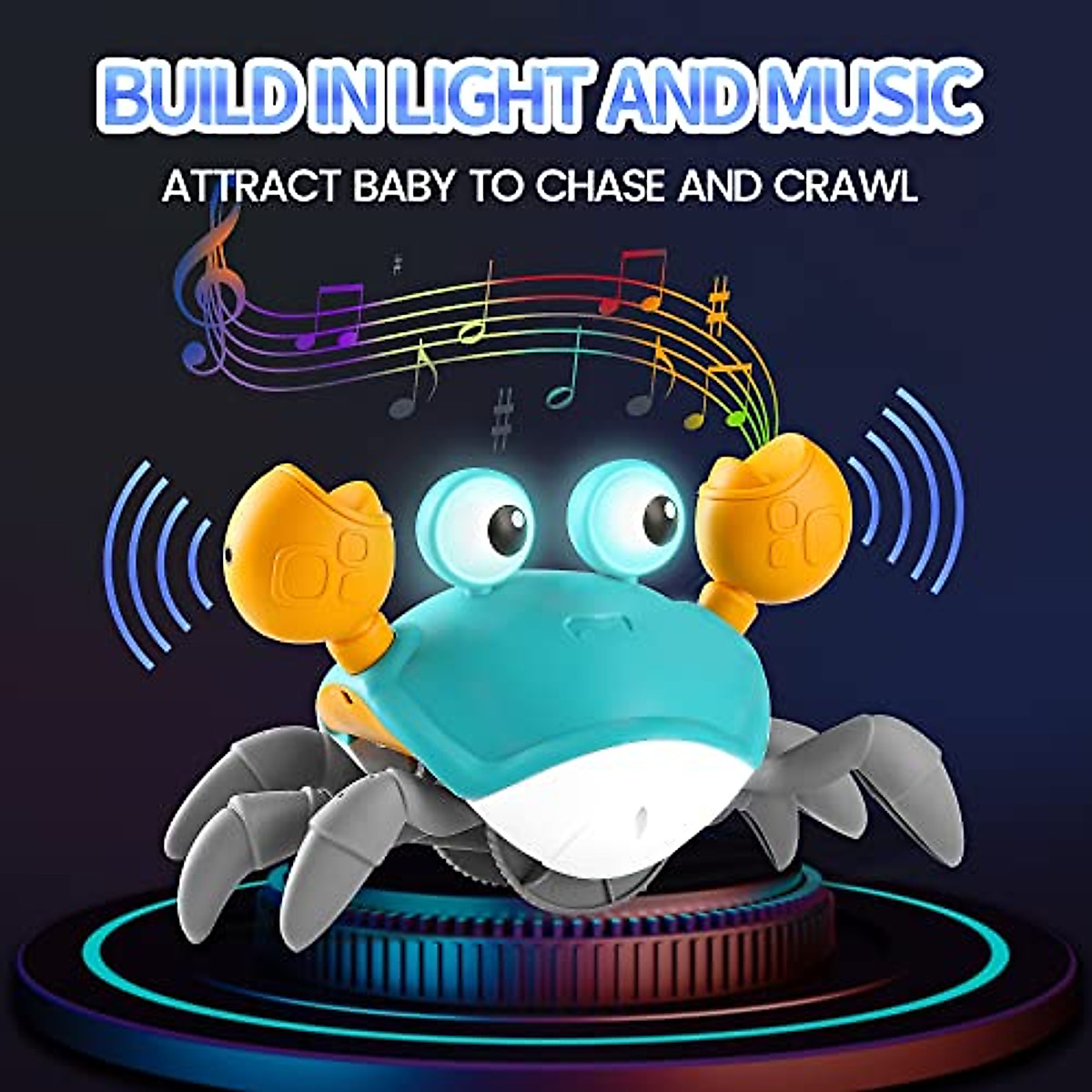 Crawling Crab Baby Toy, Infant Tummy Time Toy: Interactive Walking Dancing Crab Toy with Music & Lights, Crawling Toys for Babies 3-18 Months, Fun Moving Toy Gifts for Toddlers 2 3 4 5 Year Old