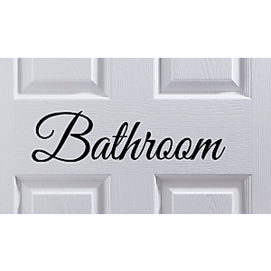 Rockmount Electronics - Bathroom - UV Resistant, Waterproof, Durable - Peel & Stick Wall Door Decor Decal Sticker Quote Vinyl Mural Art Script Vinyl Lettering - 9.5" x 3.25", Black