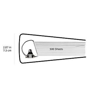 Amazon Basics 3 Ring Binder with 2 Inch D-Ring and Clear Overlay, White, 4-Pack