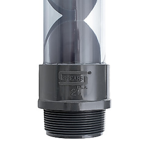 Koflo 2-40C-4-6-2 Clear PVC Schedule 40 Pipe Static Inline Mixer; 2" NPT(M), 6 Elements