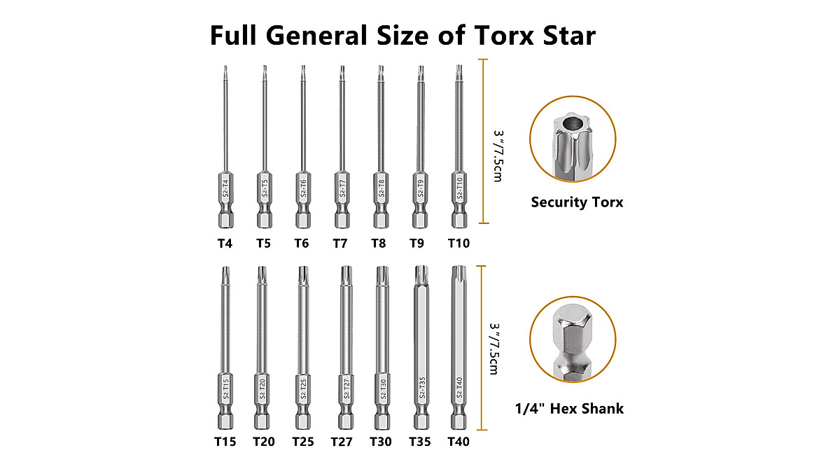 MulWark 14PC Security Torx Bit Set - Durable & Versatile