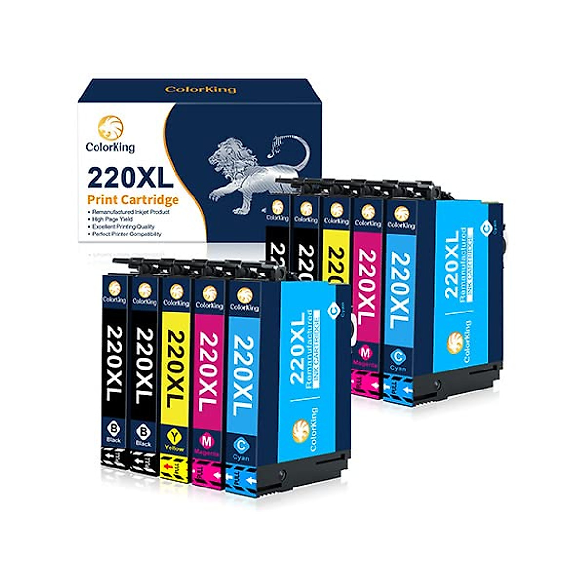ColorKing Remanufactured 220 Ink Cartridge Replacement for EPSON 220XL T220XL 220 XL Ink Cartridges Multipack for WF-2750 WF-2760 WF-2630 WF-2650 WF-2660 XP-420 XP-320 XP-424 Printer (4 Color 10 Pack)