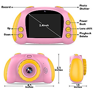 Kids Camera for Boys Girls - Upgrade Kids Selfie Camera, Birthday Gifts for Girls Age 3-9, HD Digital Video Cameras for Toddler, Portable Toy for 3 4 5 6 7 8 Year Old Girl with 32GB SD Card (Pink)
