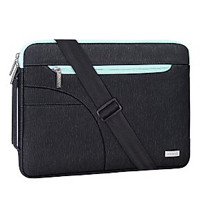 MOSISO Laptop Shoulder Bag Compatible with MacBook Air/Pro, 13-13.3 inch Notebook, Compatible with MacBook Pro 14 inch M3 M2 M1 2023-2021,Polyester Briefcase Sleeve with Front Arc Pocket, Blue
