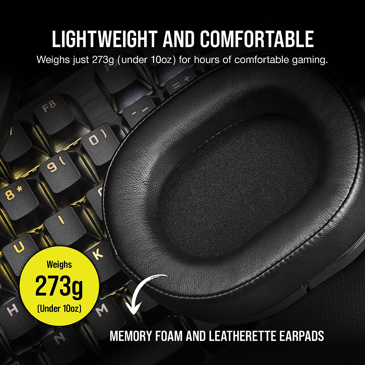 Corsair HS55 Surround Gaming Headset (Leatherette Memory Foam Ear Pads, Dolby Audio 7.1 Surround Sound on PC and Mac, Lightweight, Omni-Directional Microphone, Multi-Platform Compatibility) Carbon
