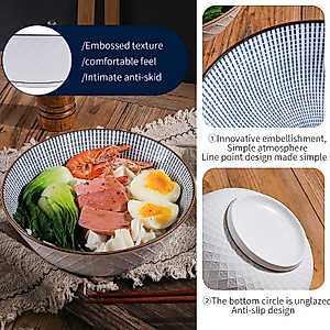 AnBnCn 40 OZ Large Ceramic Bowls Set of 4 - Blue and White Porcelain - Ideal for Pho, Ramen, Salad, Soup, Cereal and Fruit - Dishwasher & Microwave Safe(Assorted Patterns)