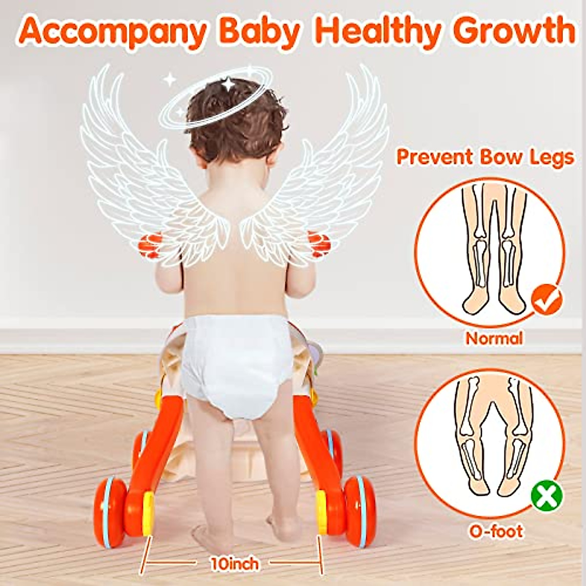 2-in-1 Baby Walker for Girls Boys, Sit to Stand Learning Walker and Activity Center Table, Educational Baby Push Walker, Musical Infant Toys for 1 Year Old Kids Birthday Gift for 6 9 12 18 24 Months