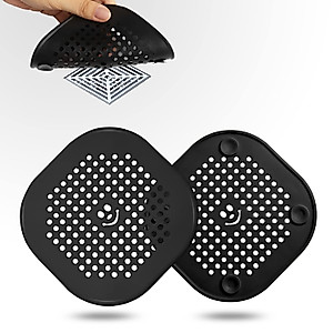 4 Pack Shower Drain Hair Catcher Bathroom Accessories Silicone Drain Cover Sink Drain Strainer Hair Stopper for Shower Kitchen Bathroom Tub (Black)