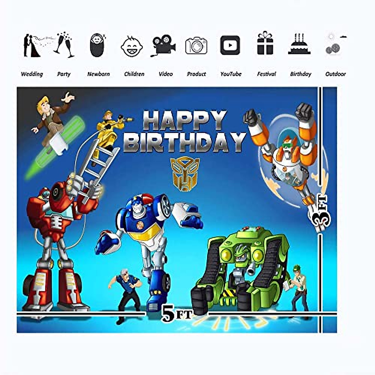 Similar Transformers Rescue Bots Backdrop 5x3ft Happy Birthday Transformers Rescue Bots Birthday Decorations Banner Vinyl Transformers Backdrop Background for Boys 2nd Birthday