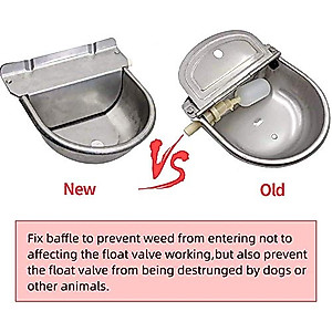 Upgraded Stainless Steel Automatic Livestock Waterer Bowl with Float Valve and Extra Drain Plug, Farm Grade Stock Water Trough for Horse,Goat, Dog,Pig Water(Comes with 2 Drain Plugs)