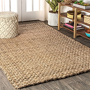 JONATHAN Y NFR102A-8 Estera Hand Woven Boucle Chunky Jute Indoor Area-Rug Bohemian Farmhouse Easy-Cleaning Bedroom Kitchen Living Room Non Shedding, 8 X 10, Natural Color