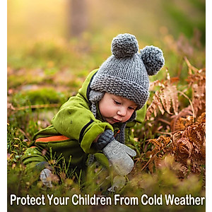 Saniripple 3 Pairs Winter Warm Knitted Soft Baby Mittens Toddler Mitten Gloves for Boys Girls grey/black/navy