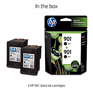 HP 901 | 2 Ink Cartridges | Black | Works with HP OfficeJet 4500, J4500 series, J4680 | CZ075FN